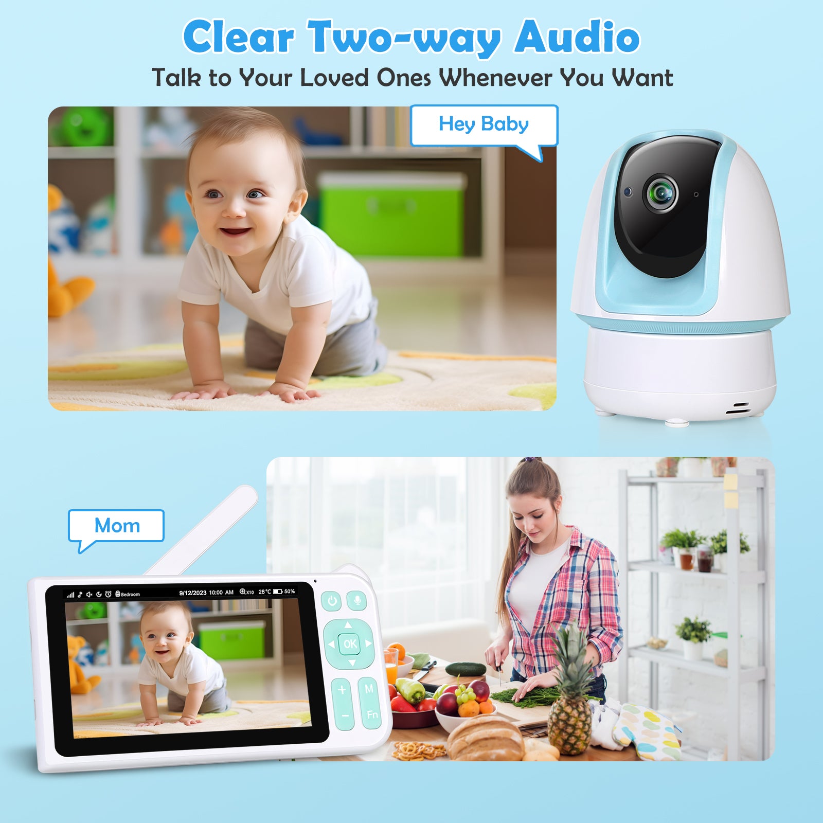 1080p FHD Baby Monitor with 5” Display, 3000ft Range, 2-Way Audio, Nig ...