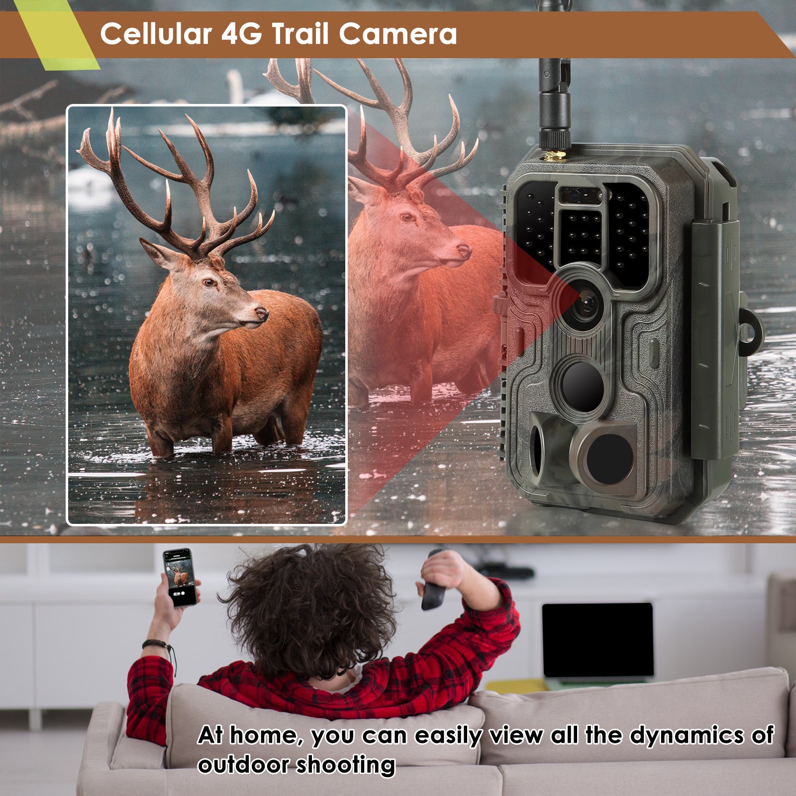 4G LTE Cellular Game & Trail Camera 32MP 1296P 100ft Night Vision Moti ...